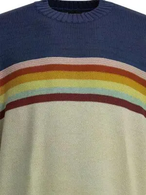 Kapital Striped Cotton Sweater With Peace Sign Intarsia