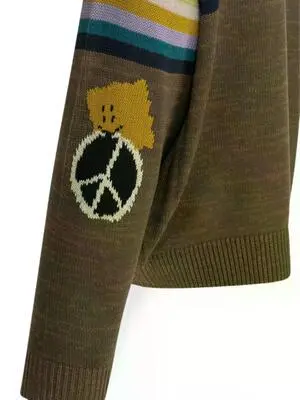 Kapital Rainbow Stripe Peace Sign Sweater