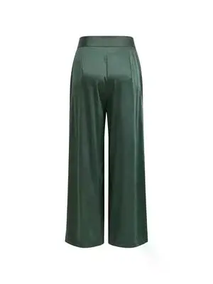 THE SEI Pleated Satin-finish Trousers - Green