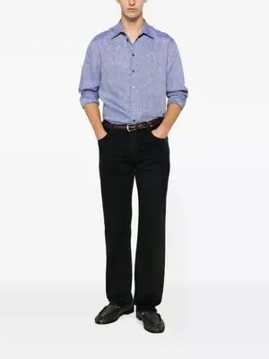 Emporio Armani Straight Leg Jeans With Logo Patch