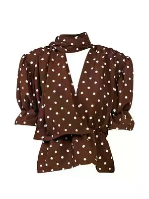 ROWEN ROSE Polka Dot Puffy Sleeve Shirt