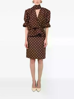 ROWEN ROSE Polka Dot Puffy Sleeve Shirt