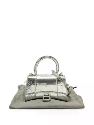 Balenciaga Xs Hourglass Croc-embossed Tote Bag