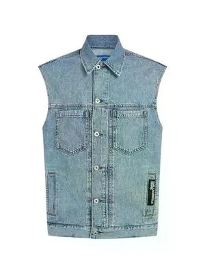 Karl Lagerfeld Acid-wash Sleeveless Denim Jacket - Blue