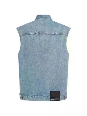 Karl Lagerfeld Acid-wash Sleeveless Denim Jacket