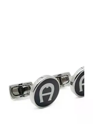AIGNER Round-shape Enamel Cufflinks