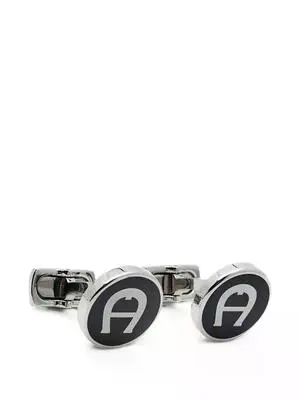 AIGNER Round-shape Enamel Cufflinks - Silver