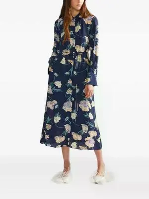 Erdem Floral Print Midi Dress - Blue