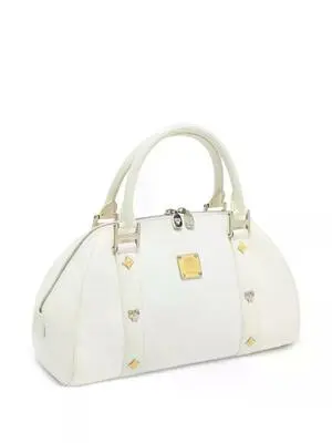 Mcm Logo-plaque Leather Handbag