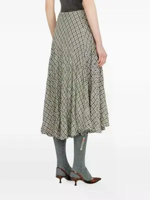 DIESEL® Seersucker-effect Check Midi Skirt