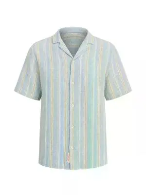 REVOLUTION NOW Cuban Striped Short-sleeved Cotton Shirt - Blue