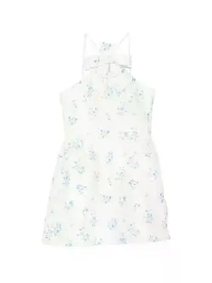 SHUSHU/TONG Floral Print Bow Detail Mini Dress - White