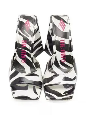 Attico Devon Zebra Print Square Toe Sandals