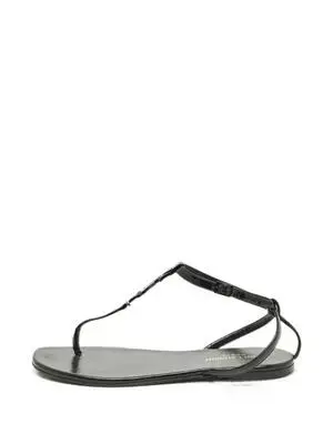 Saint Laurent Cassandra Leather Flat Sandals