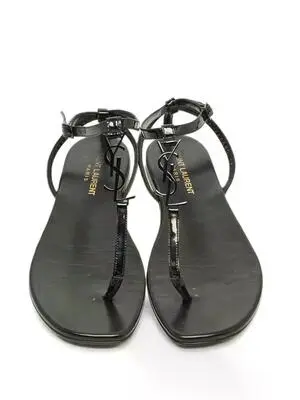 Saint Laurent Cassandra Leather Flat Sandals
