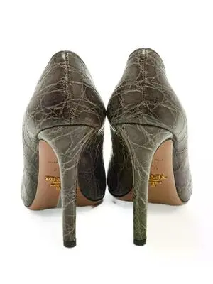 Prada Croc-embossed Stiletto Pumps