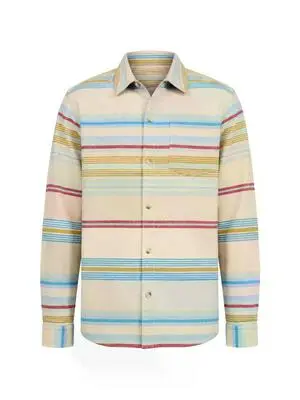 REVOLUTION NOW Striped Button-up Overshirt - Neutrals