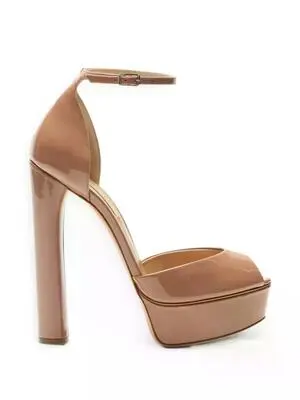 Casadei Flora Patent Leather Platform Sandals - Brown