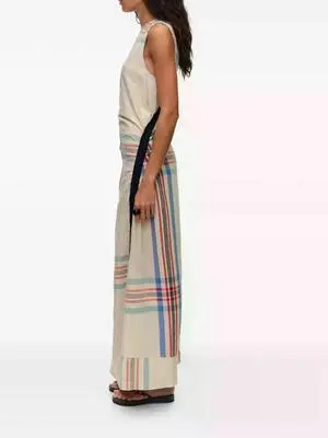 Bimba Y Lola Check-print Fringed Maxi Dress