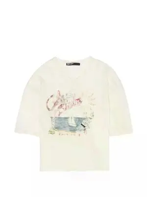 Bimba Y Lola Graphic Print V-neck T-shirt