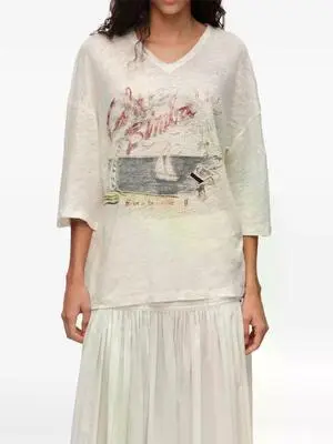 Bimba Y Lola Graphic Print V-neck T-shirt