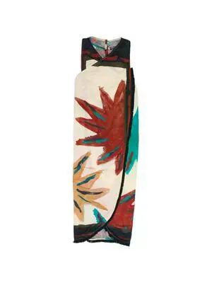 Bimba Y Lola Floral Print Fringed Midi Wrap Dress