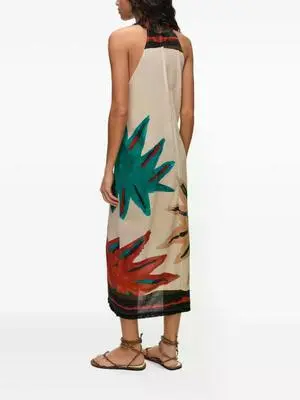 Bimba Y Lola Floral Print Fringed Midi Wrap Dress