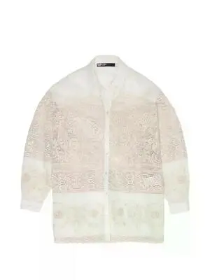 Bimba Y Lola Ecru Lace-panelled Broderie Anglaise Shirt - Neutrals