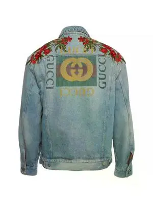 Gucci Logo-print Floral-motif Denim Jacket