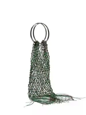 Bimba Y Lola Knotted Fringed Tote Bag - Green