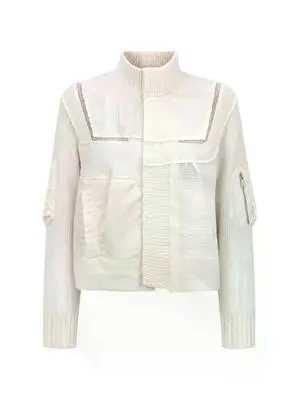 Sacai Panelled Ribbed-knit Sweater - White
