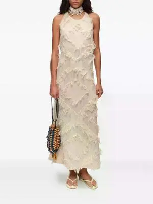 Bimba Y Lola Fringed Halterneck Maxi Dress