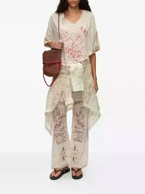 Bimba Y Lola Graphic Print Linen T-shirt