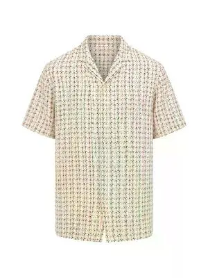REVOLUTION NOW Bouclé-knit Cuban-collar Shirt - Neutrals