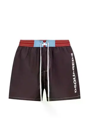 Dsquared2 Midi Swim Boxer Shorts With Logo Detail - Brown
