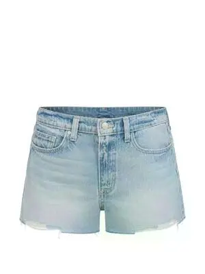 L'Agence Clark Distressed Raw-edge Denim Shorts - Blue