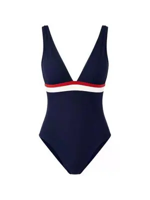 BANANA MOON Open-back Swimsuit With Striped Trim - Blue