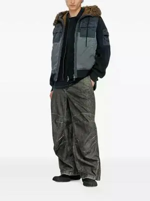 DIESEL® Hooded Padded Jacket With Knitted Sleeves