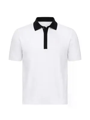 Alpha Studio Contrast-collar Short-sleeved Polo Shirt - White