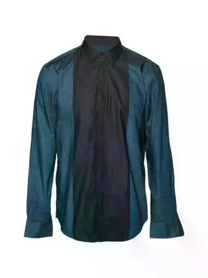 BOSS Slim-fit Contrast-panel Shirt - Blue