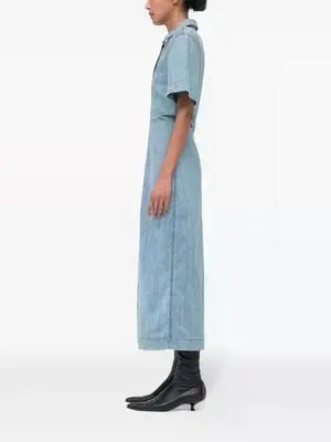 Another Tomorrow Bias-cut Chambray Shirt Dress