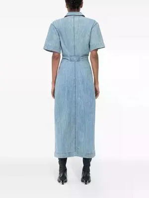 Another Tomorrow Bias-cut Chambray Shirt Dress