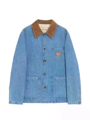Valentino Garavani Denim Shirt Jacket With Vlogo Patch - Blue