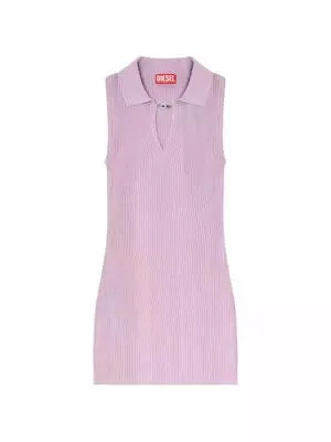 DIESEL® Rib-knit Silk-blend Polo Dress - Purple
