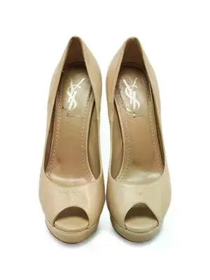 Saint Laurent Palais Platform Peep-toe Pumps - Neutrals