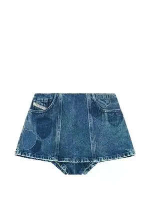 DIESEL® Denim Peplum Shorts With Shadow Patches