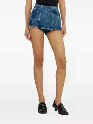 DIESEL® Denim Peplum Shorts With Shadow Patches