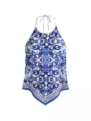 Alice + Olivia Baroque Print Handkerchief Hem Top