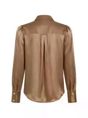 L'Agence Brown Satin Pussy-bow Blouse
