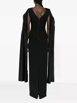 Solace London Annie Cape Detail Sleeveless Maxi Dress - Black